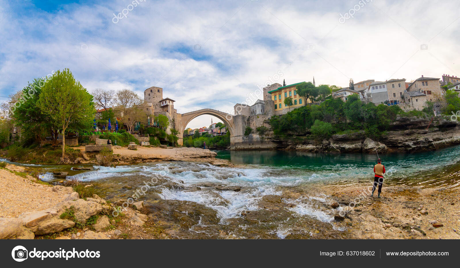 Fantastic Skyline Mostar Mostar Bridge Houses Minarets Sunset Location ...