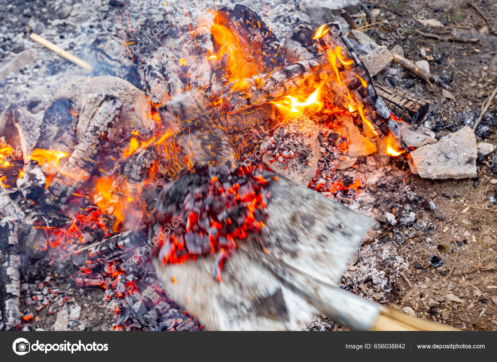 Vivid Smoldered Firewoods Burned Fire Close Atmospheric Warm Background ...