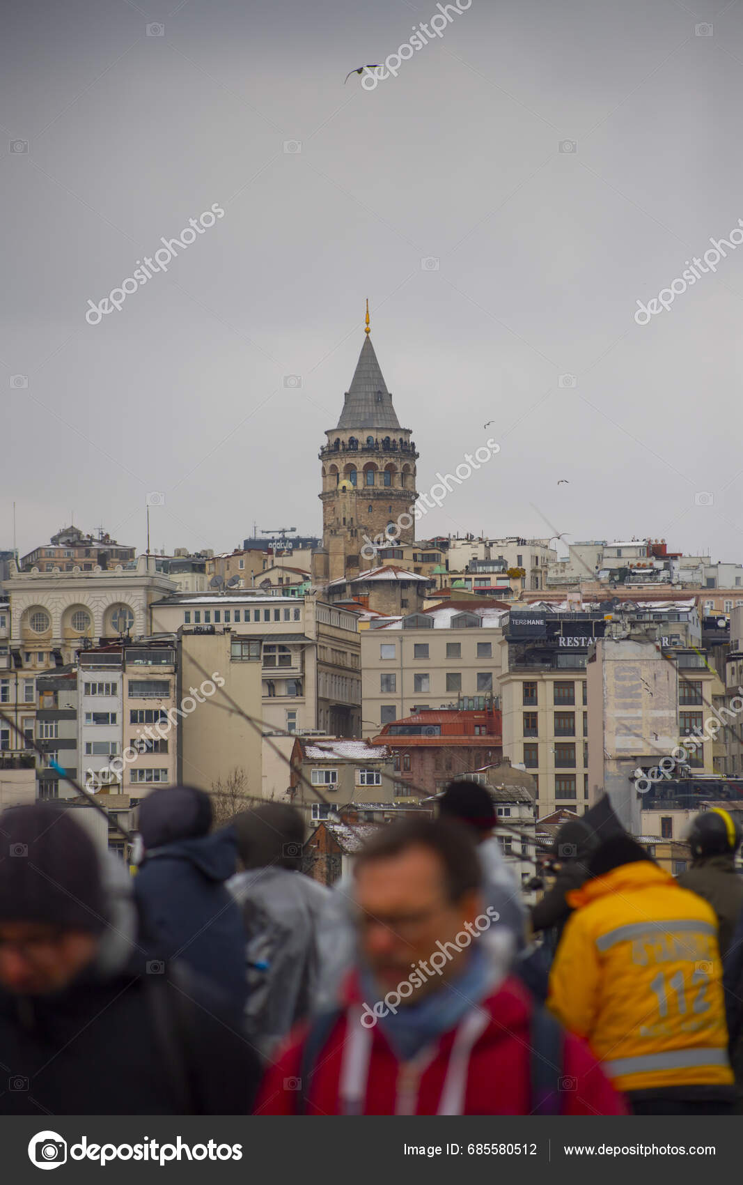Istanbul City Skyline Turkey Beyoglu District Old Houses Galata Tower ...
