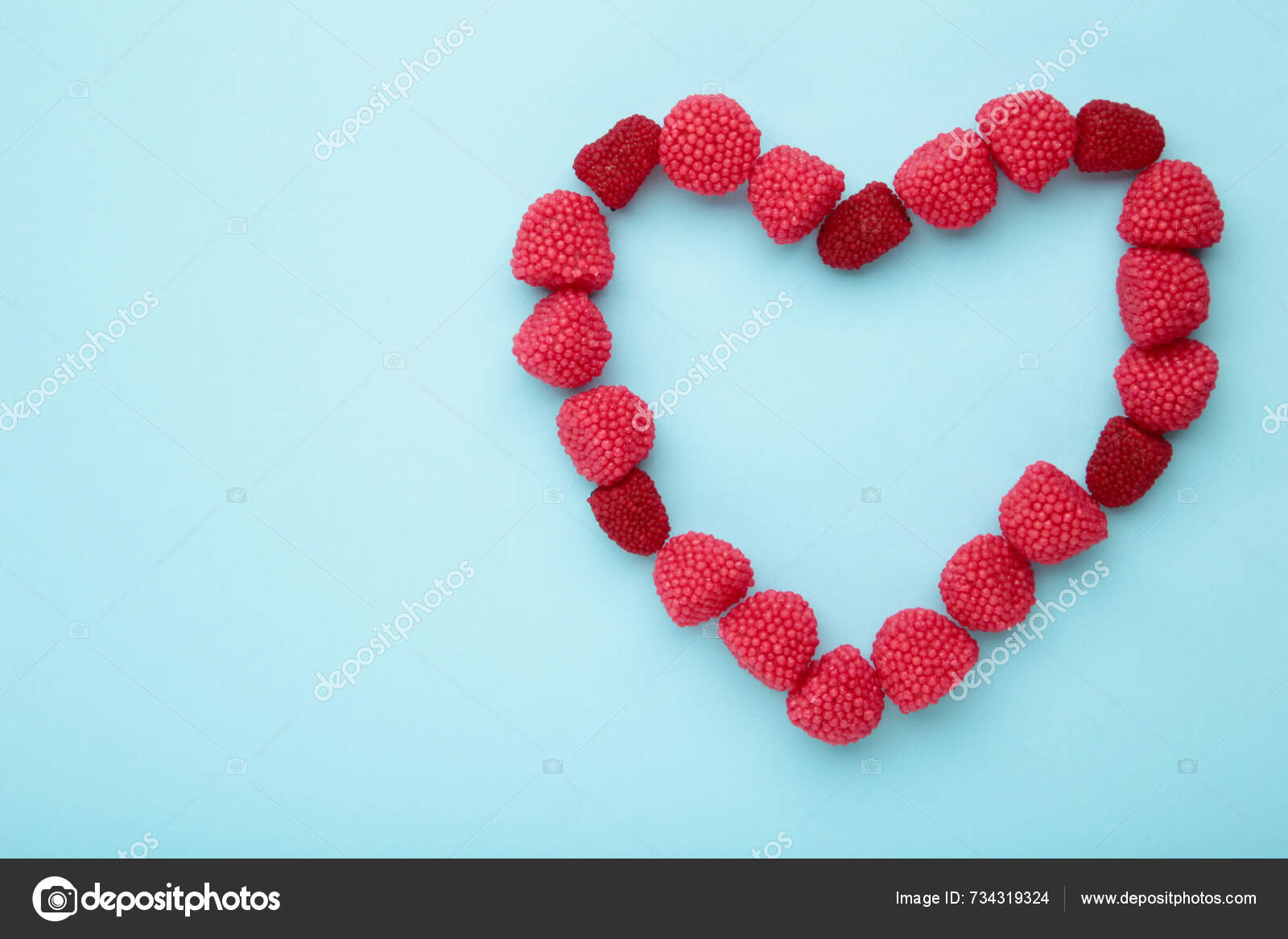 Red Chewing Sweets Form Berries Sweets Form Raspberries Blue Background ...