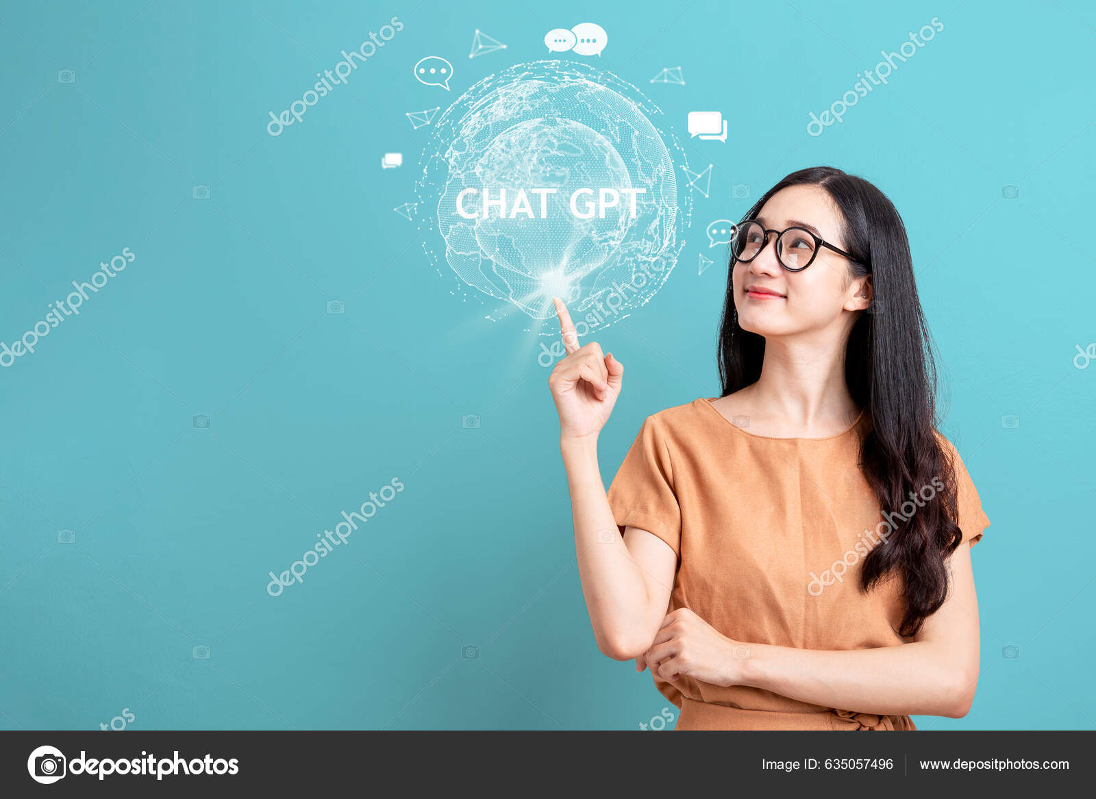 System Artificial Intelligence Chatbot Business Woman Using Smartphone ...