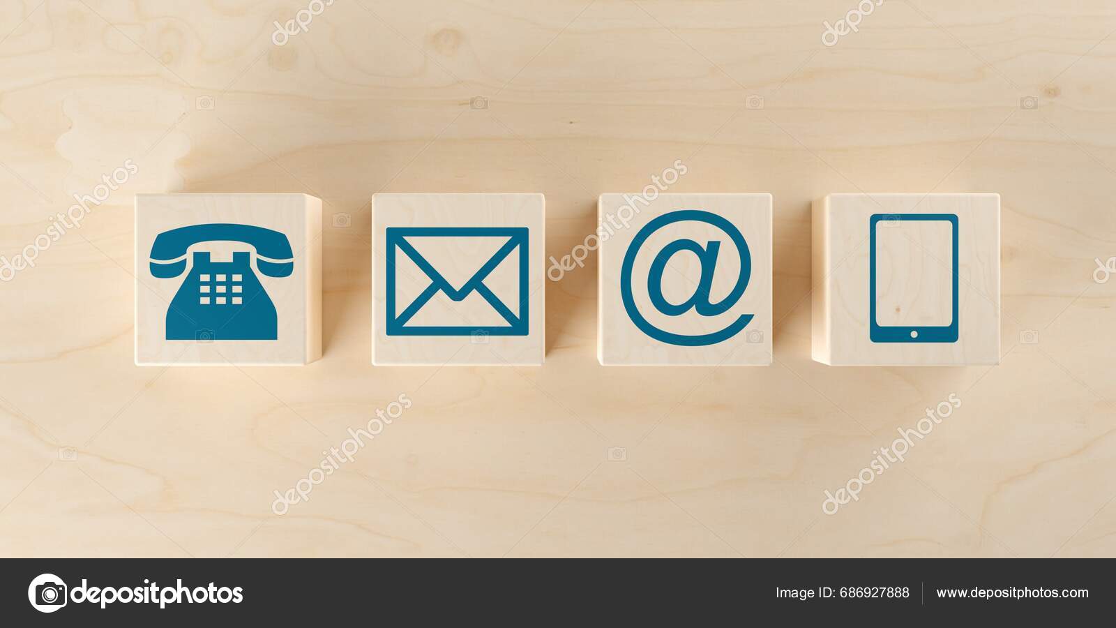 Wooden Blocks Phone Letter Mail Smart Device Symbol Icons Wooden ...