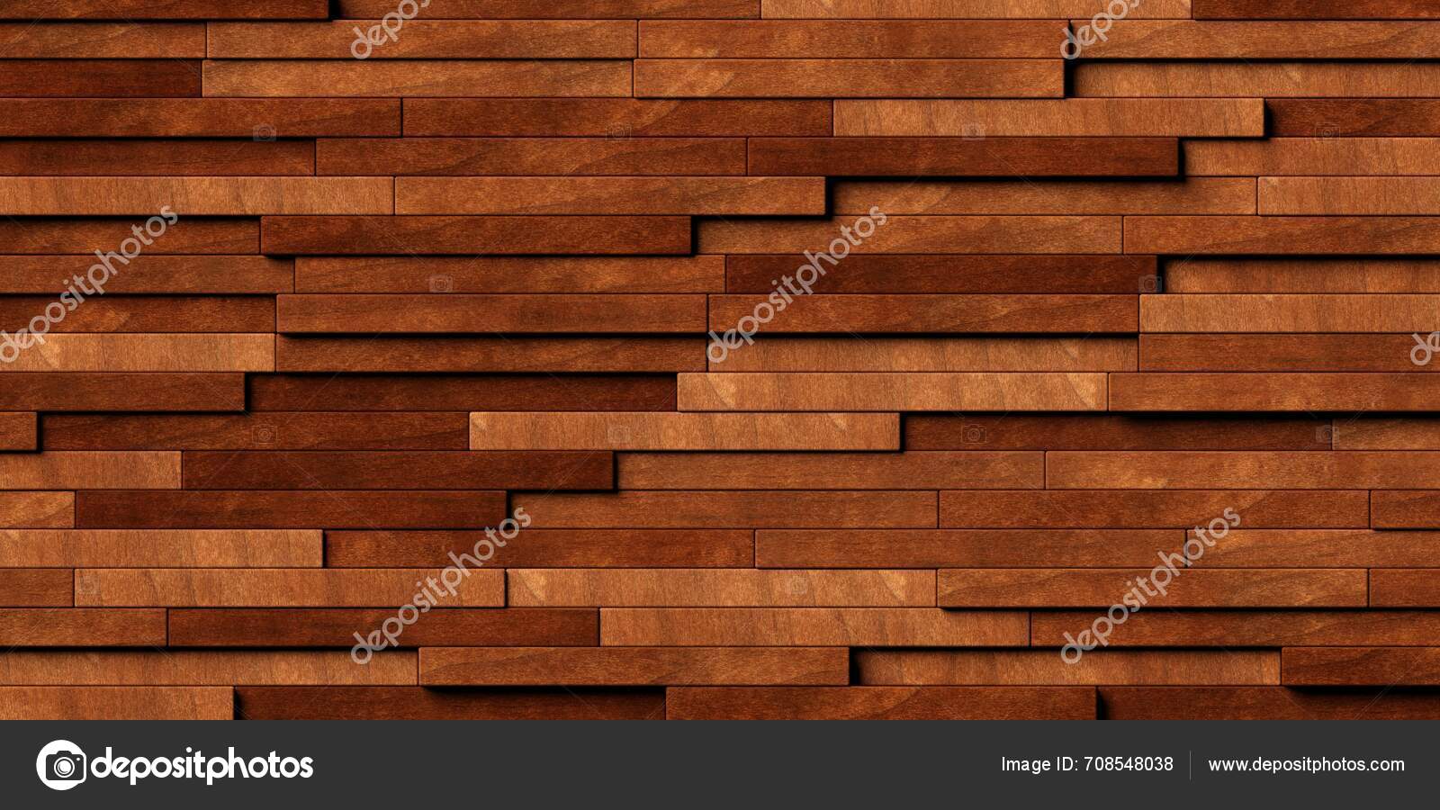 Close Randomly Shifted Offset Horizontal Long Thin Wooden Rectangle ...