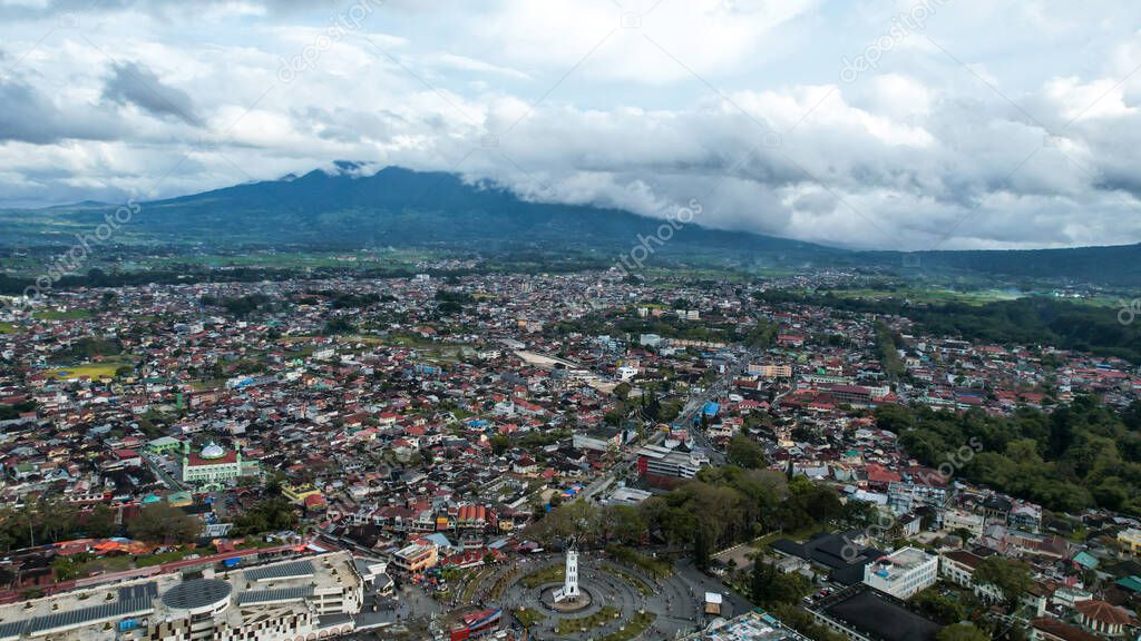 Aerial view of Jam Gadang, a historical and most famous landmark in ...