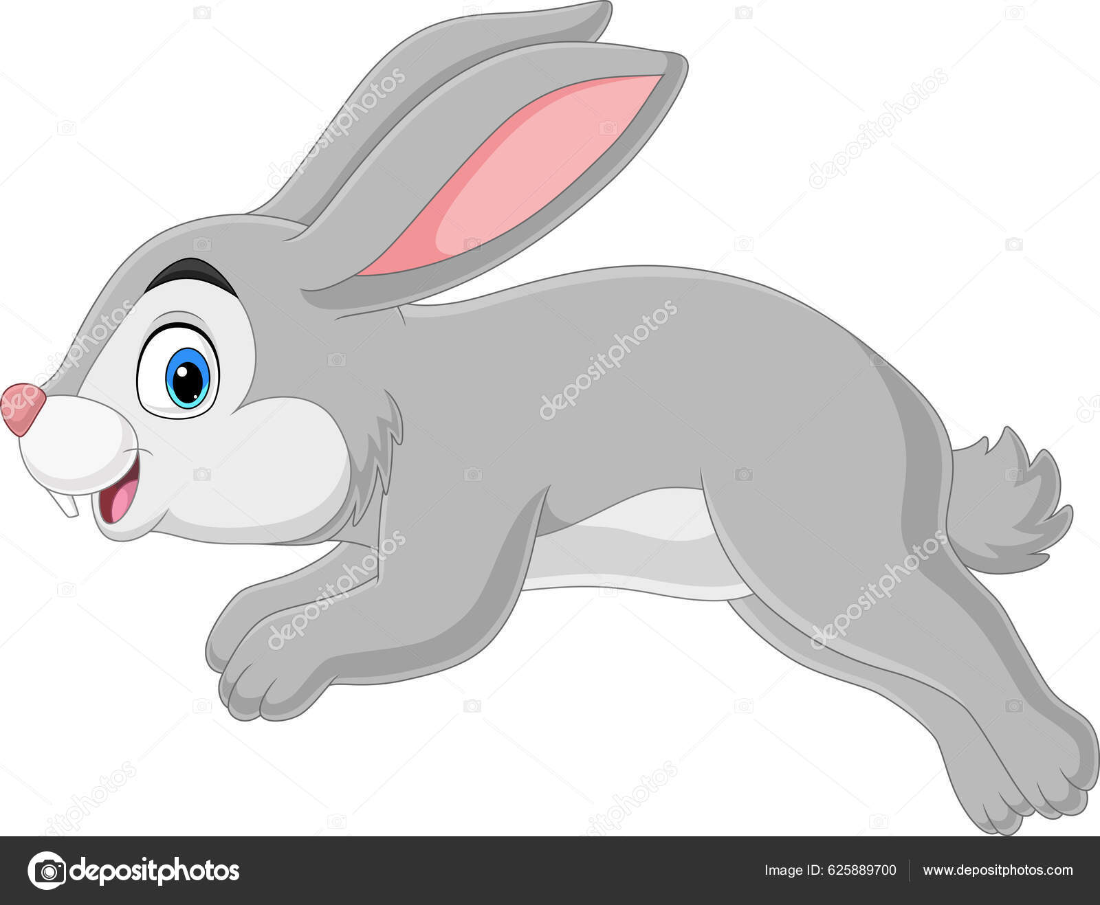 Vector Illustration Cartoon Funny Rabbit Running White Background Stock ...