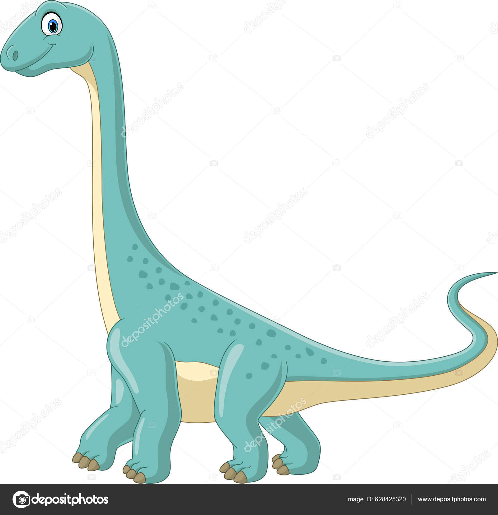 Vector Illustration Cartoon Brontosaurus Dinosaur White Background Stock Vector by ©tigatelu ...