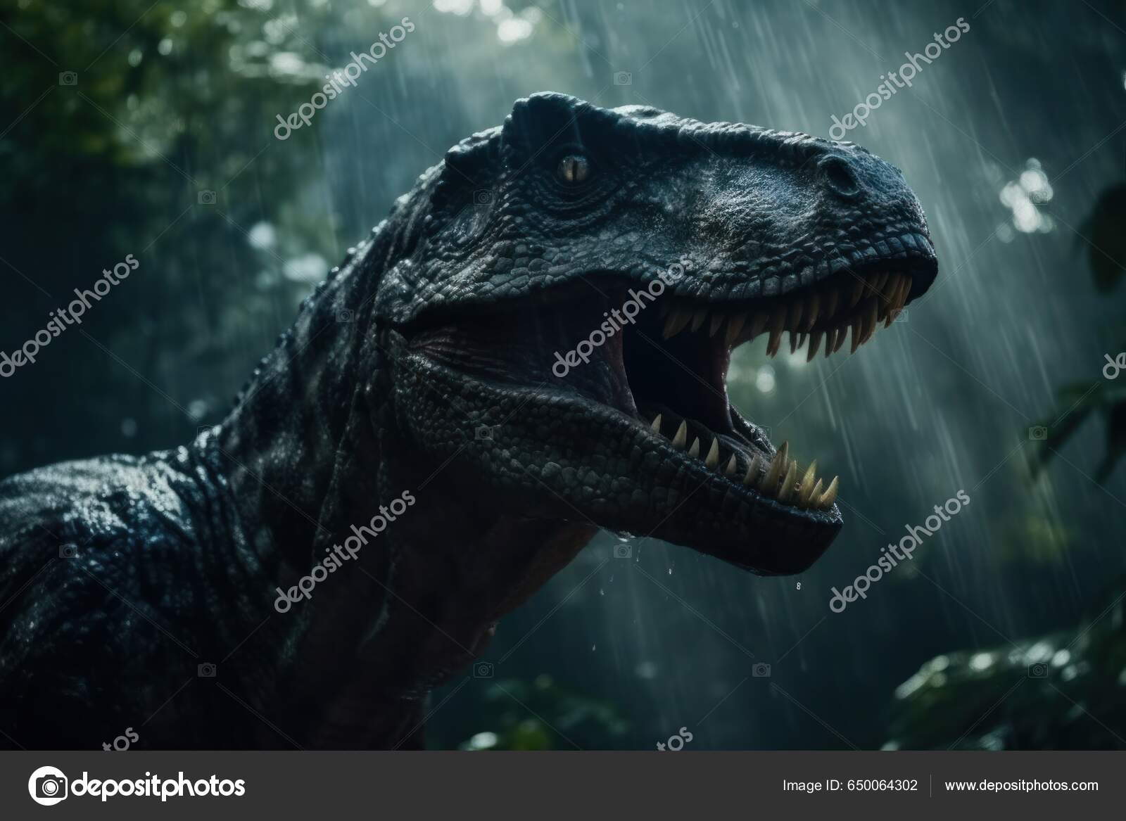 Tyrannosaurus Rex Staring Out Jungle Burst Cinemeatic Light — Stock ...