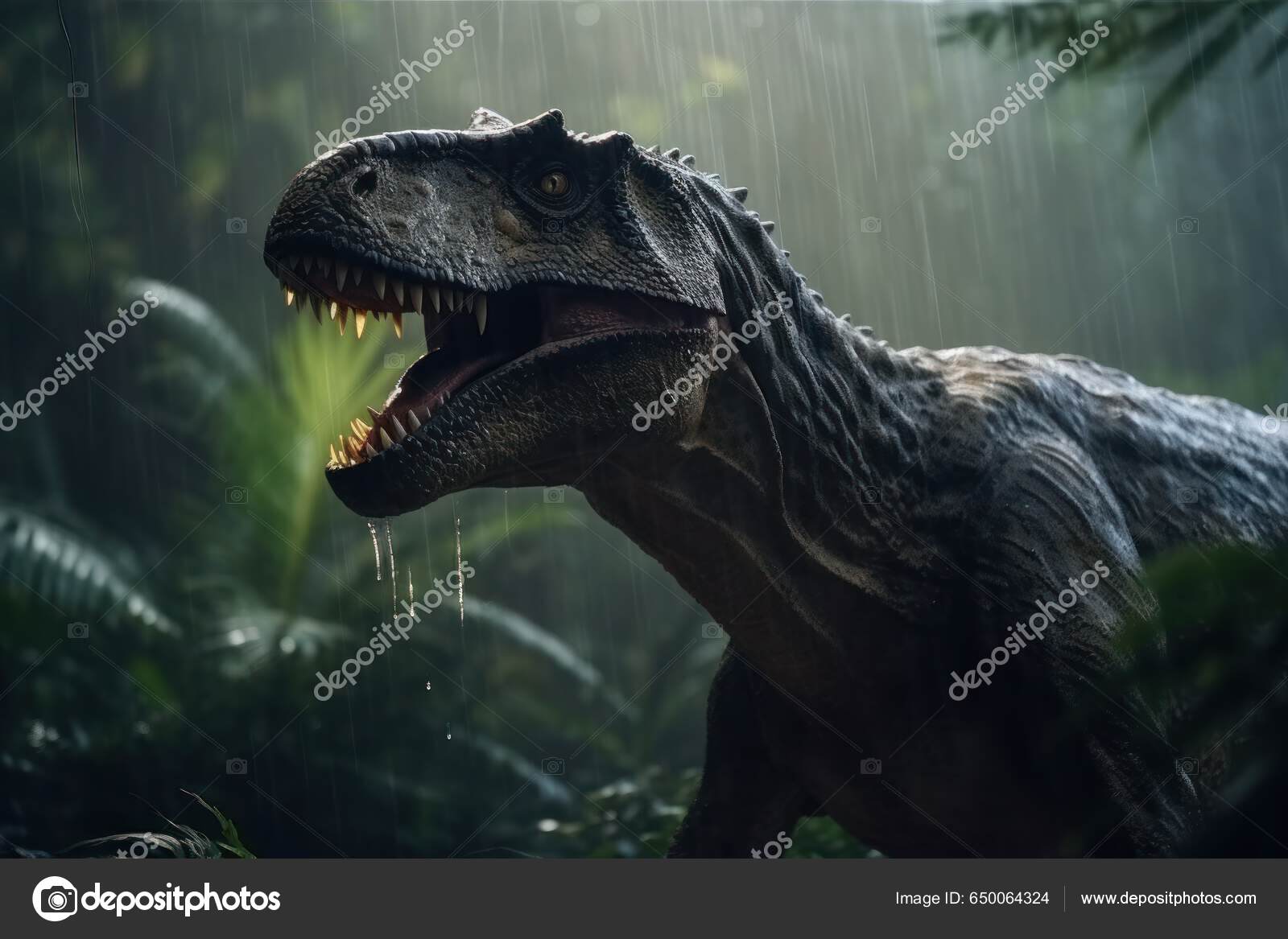 Tyrannosaurus Rex Staring Out Jungle Burst Cinemeatic Light — Stock ...