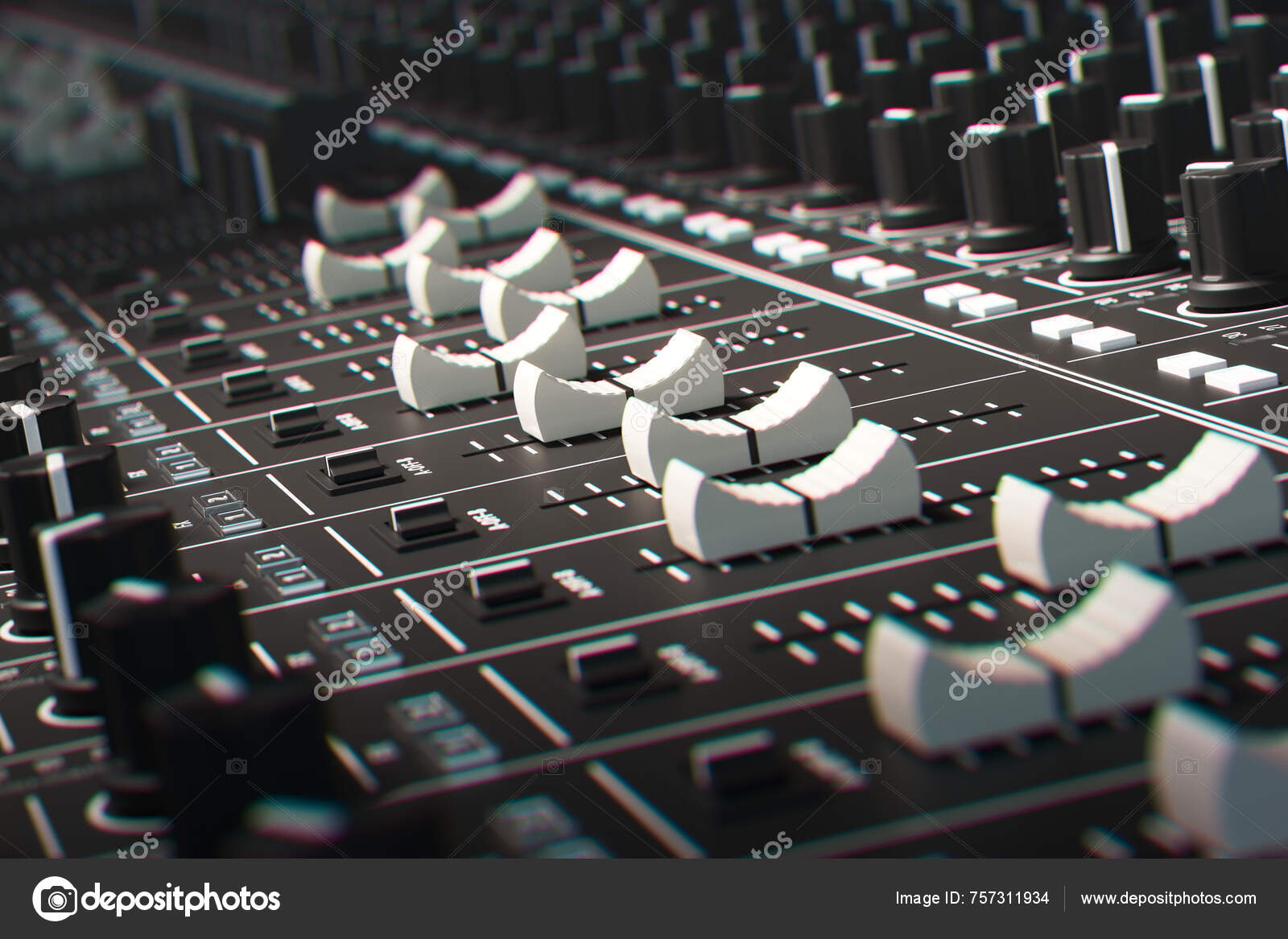 Image Captures Professional Audio Mixing Console's Intricate Details ...