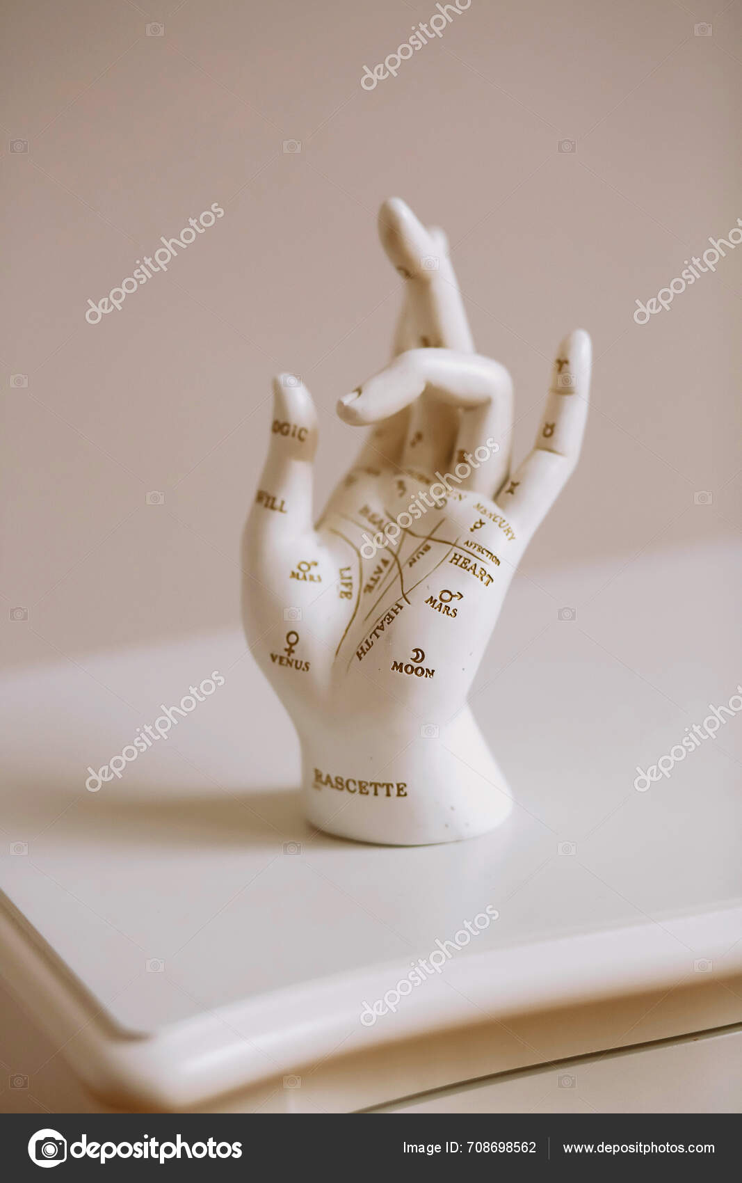 Close Photo Plaster Limb Female Hand Palm Reading Map Palmistry — Stock ...