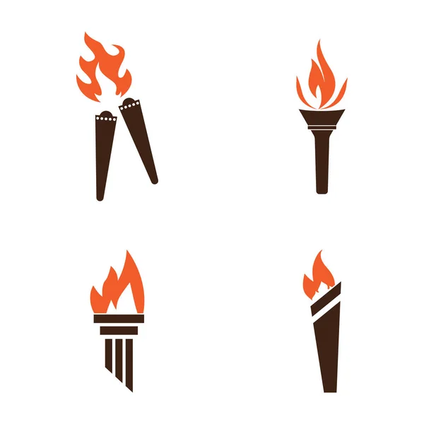 Fire Torch Flame Flat Icons Set Collection Symbol Flaming Illustration Stock Vector by ...