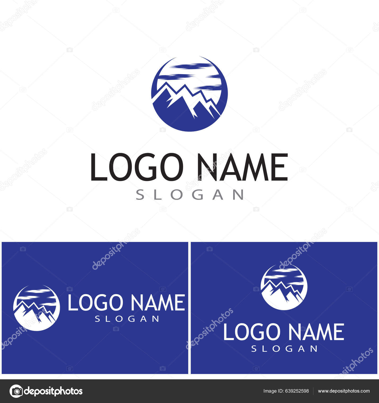 Simple Modern Mountain Landscape Logo Design Vector Rocky Ice Top Stock ...