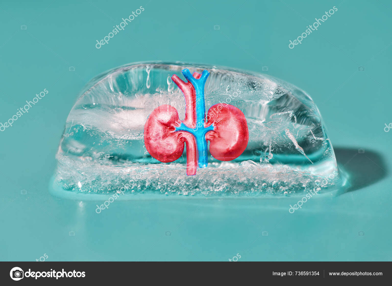 Realistic Kidney Model Encased Ice Organ Donation Concept — Stock Photo ...