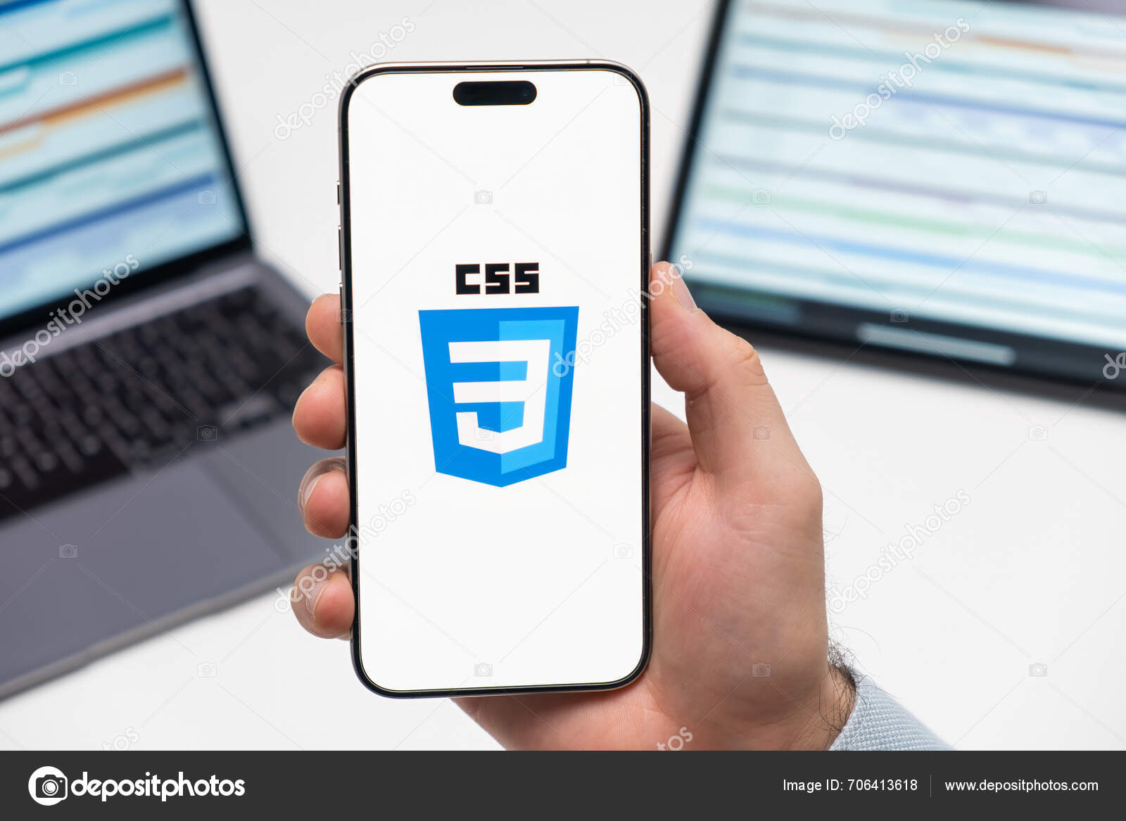 Prague Czech Republic January 2024 Css Logo Screen Smartphone Mans ...