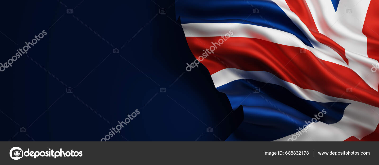 United Kingdom Flag Blue Background Copy Space Render — Stock Photo ...