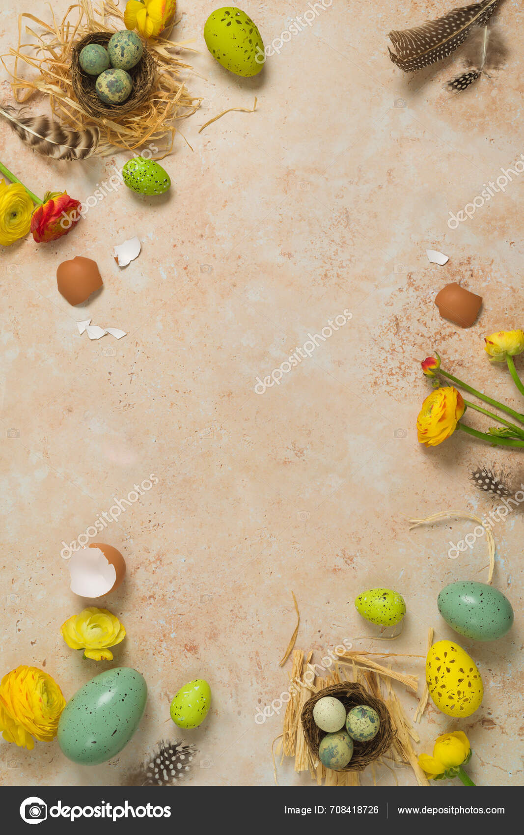 Easter Holiday Vertical Border Frame Background Easter Eggs Spring ...