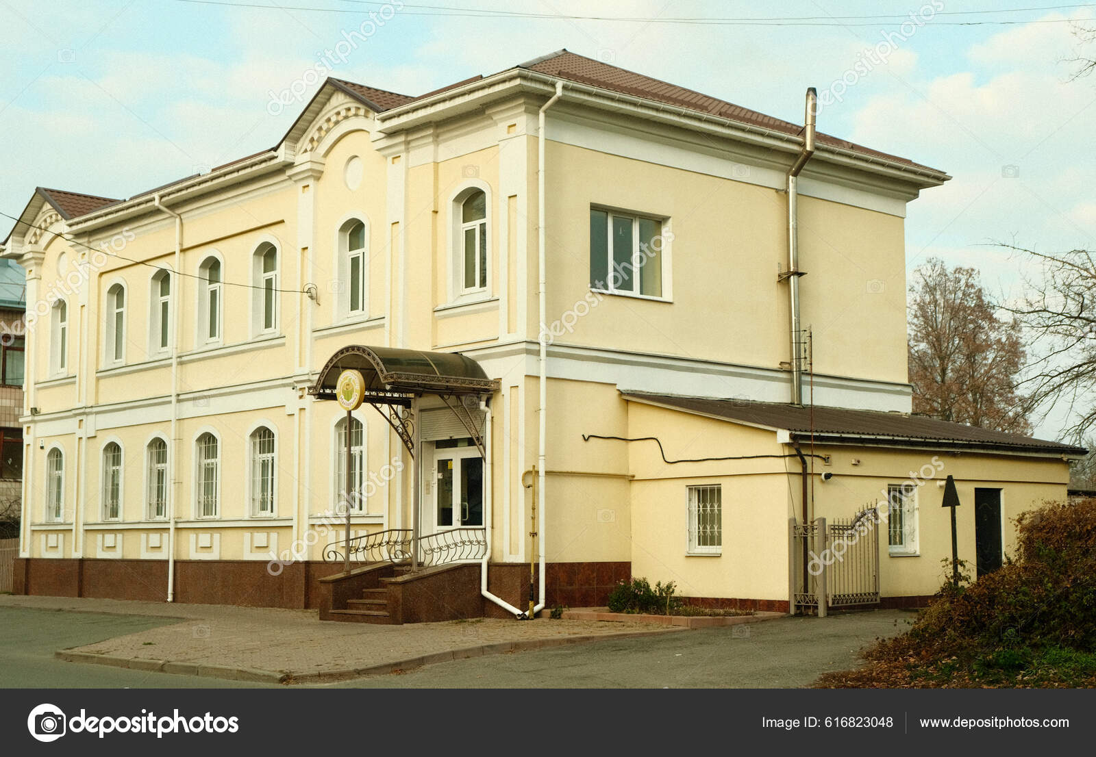 Beautiful Building City Medieval Style Brick White Building City Street ...