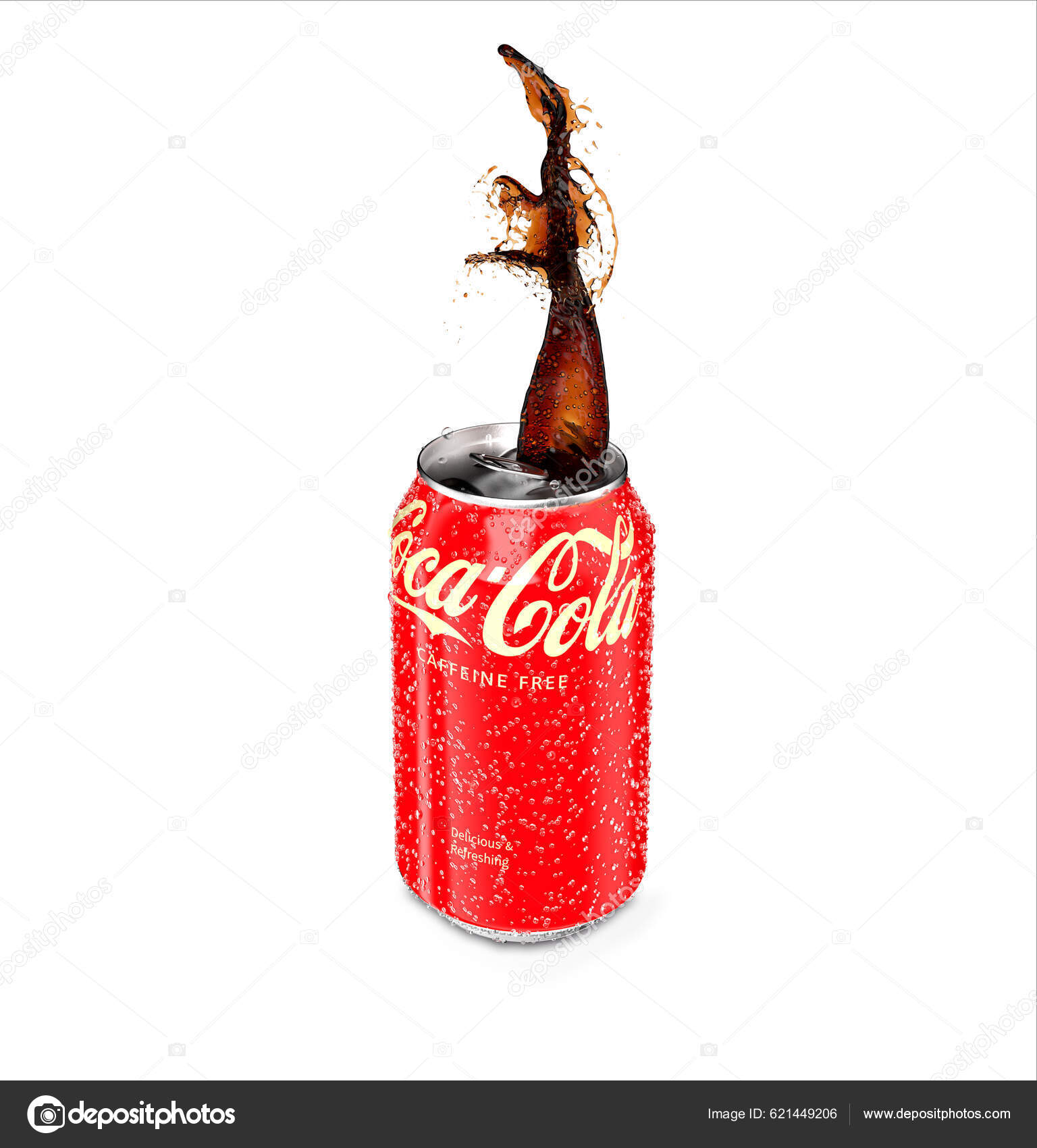 October 2022 Can Caffeine Free Coca Cola Flavor Splashes Water — Stock ...