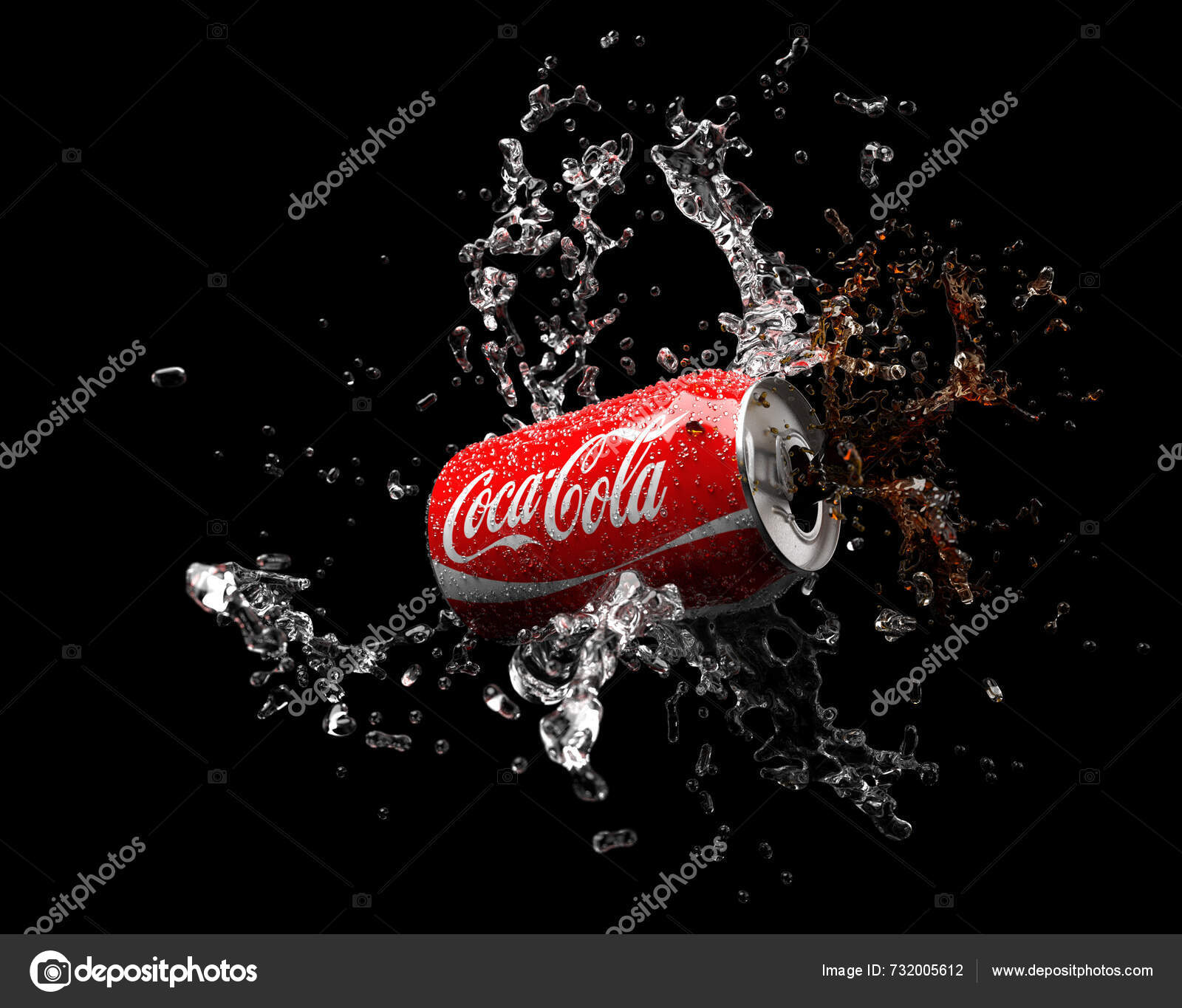 Malaga Spain June 2024 Illustration Coca Cola Can Splashes Isolated ...