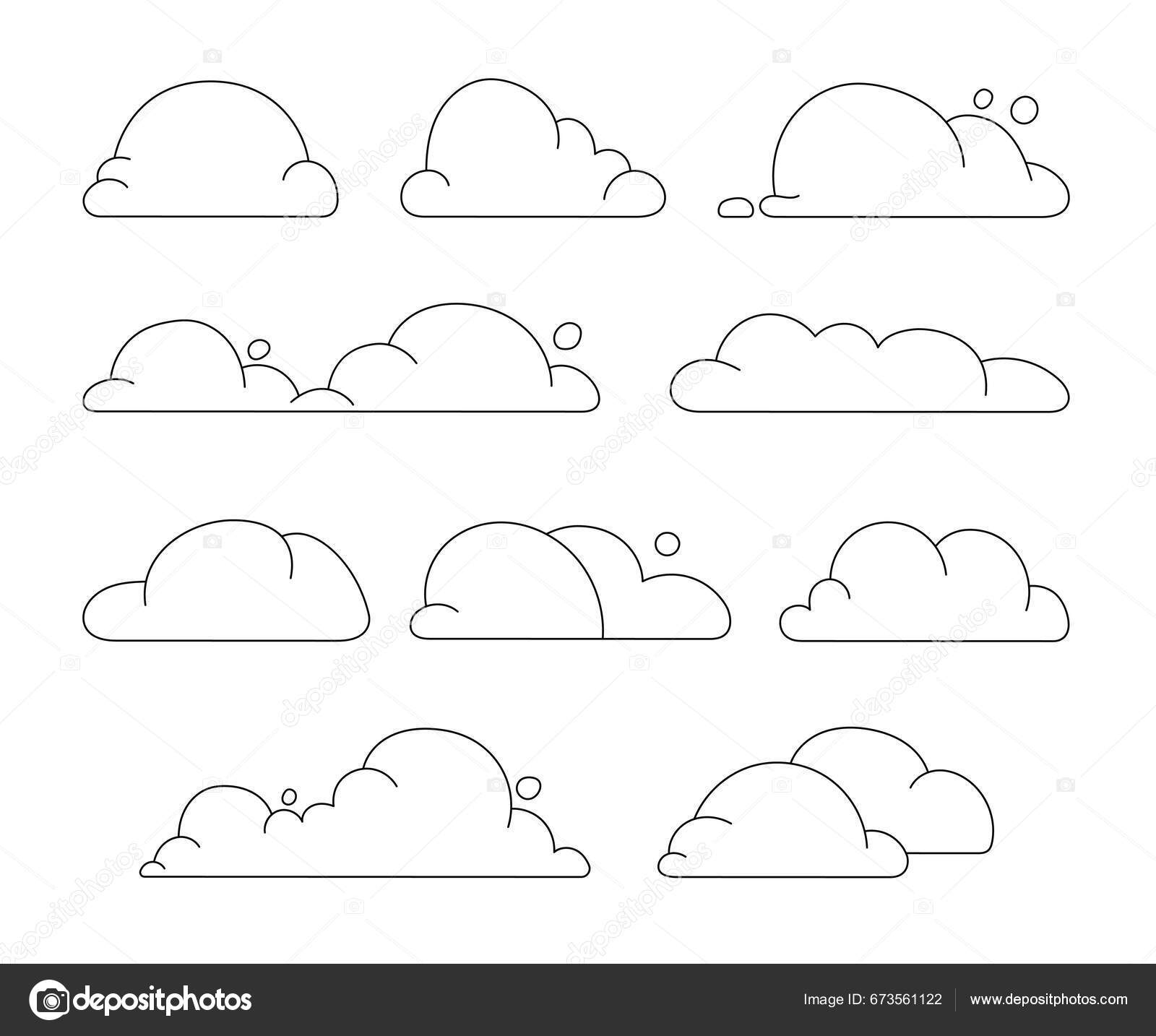 Cumulus Cloud Cartoon Coloring Page Sky Air Symbol Vector Drawing Stock ...