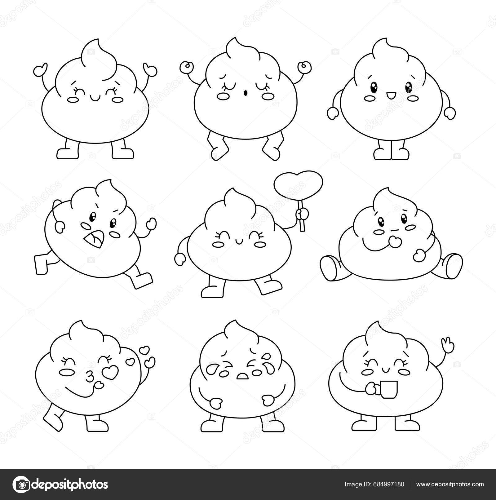 Image vectorielle Caca Drôle Mignon Avec Les Bras Les Jambes Coloriage ...