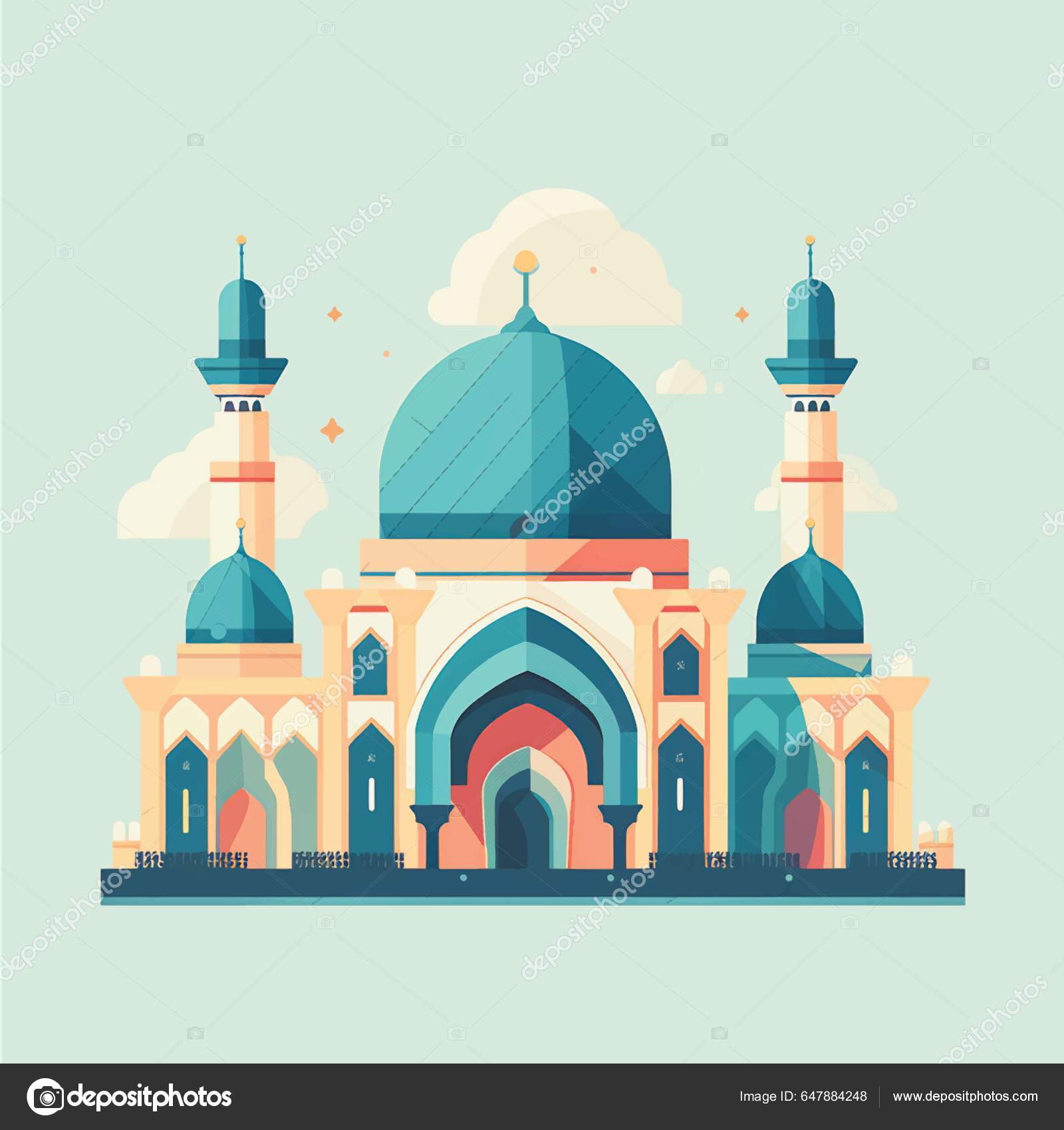 Flat Cartoon Style Icon Illustrations Muslim Mosque Stock Vector by ...