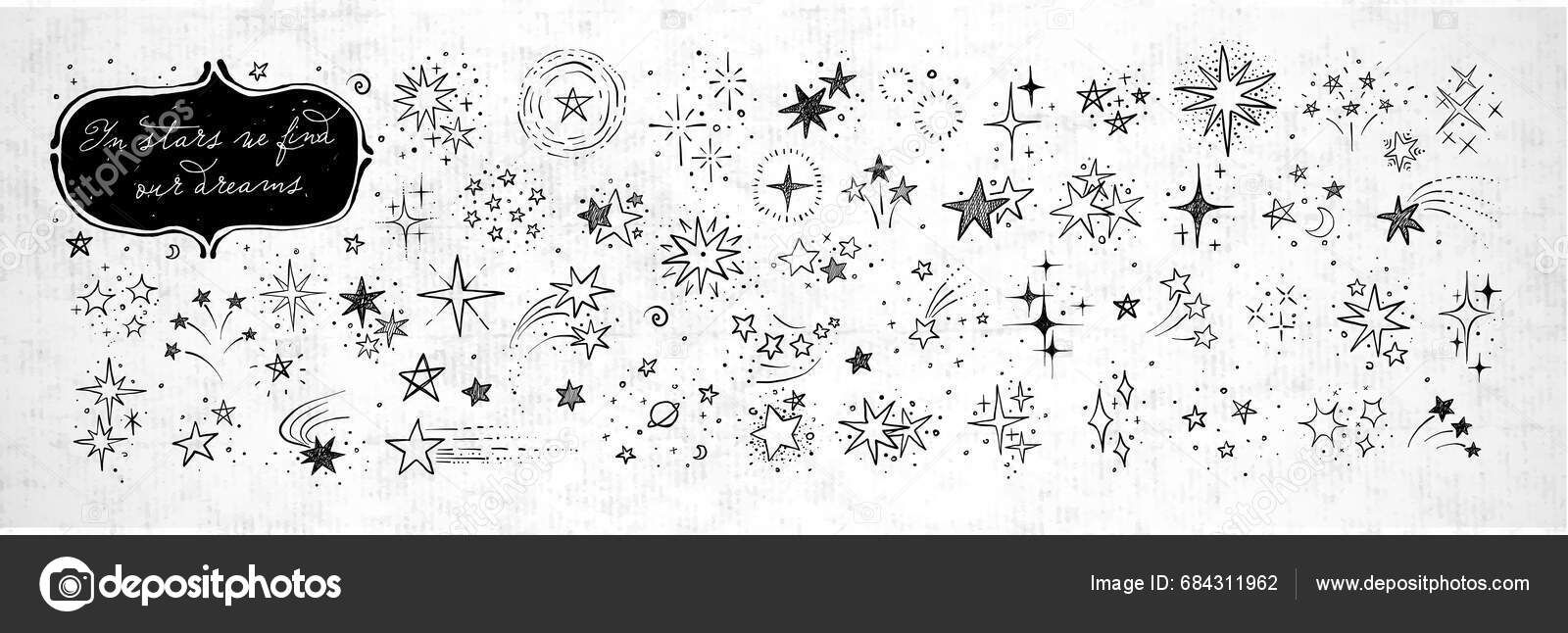 Collection Doodle Stars Old Paper Background Vector Sketch Illustration ...