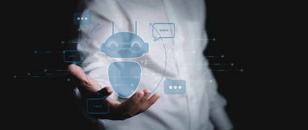 Technology chatbot assistant conversation, Businessman chatting with ...