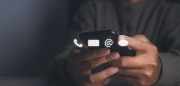 Contact us or Customer support hotline people connect. Businessman ...