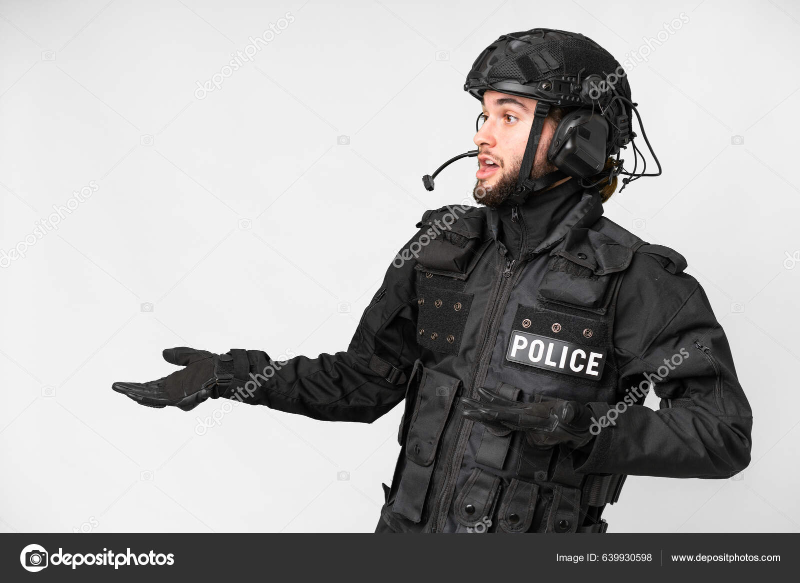 Swat Isolated White Background Surprise Facial Expression Stock Photo ...