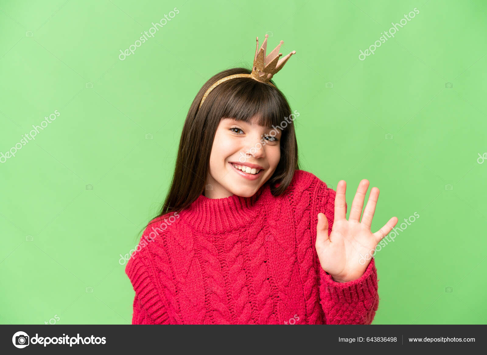 Little Princess Crown Isolated Chroma Key Background Saluting Hand ...