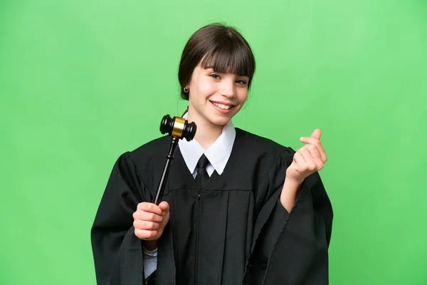 Little Girl Playing Judge Isolated Background Surprise Facial ...