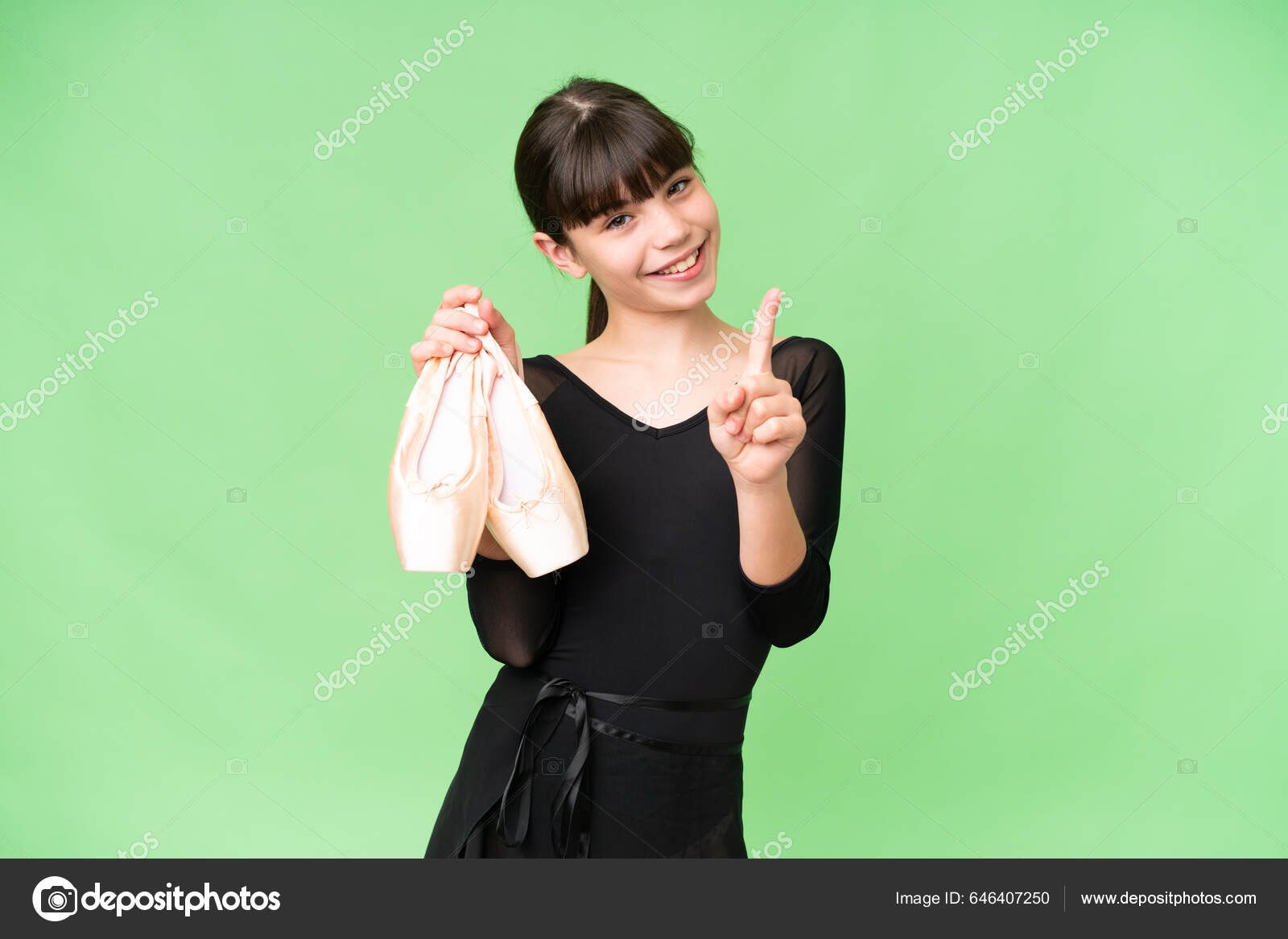Little Caucasian Girl Practicing Ballet Isolated Background Showing ...