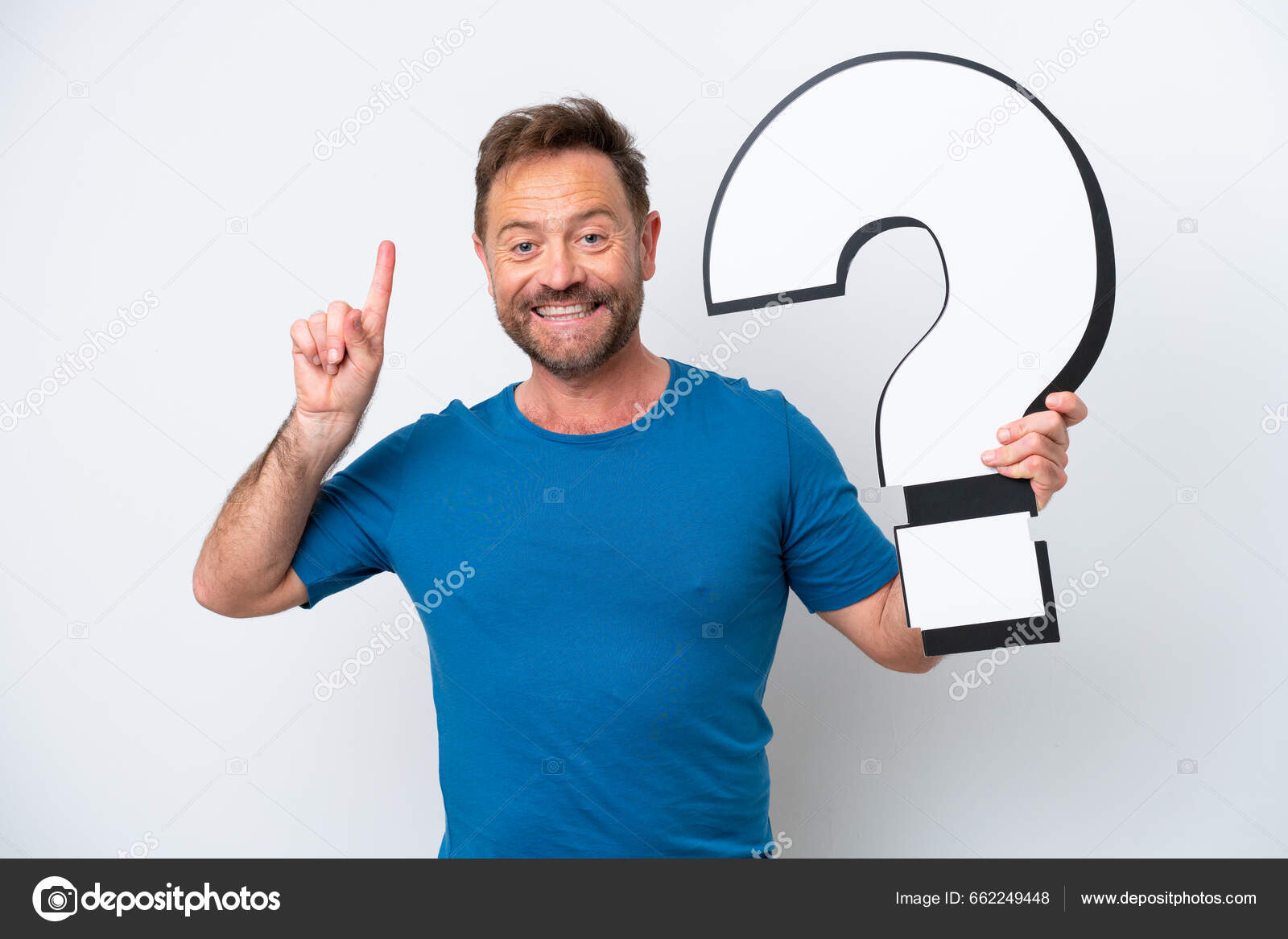 Middle Age Caucasian Man Isolated White Background Holding Question ...