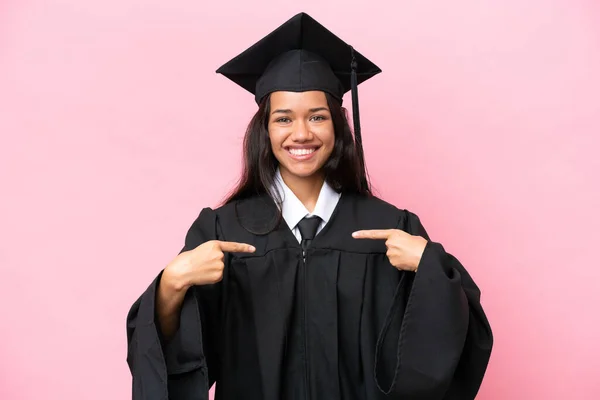 Young University Colombian Woman Graduate Isolated Pink Background ...