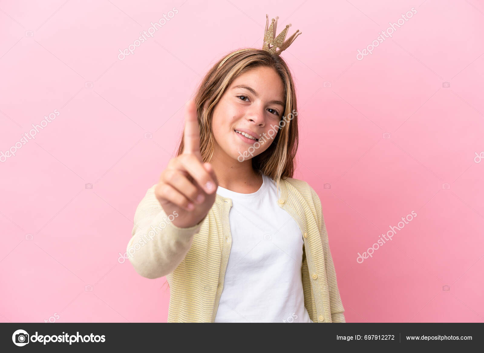 Little Princess Crown Isolated Pink Background Showing Lifting Finger ...