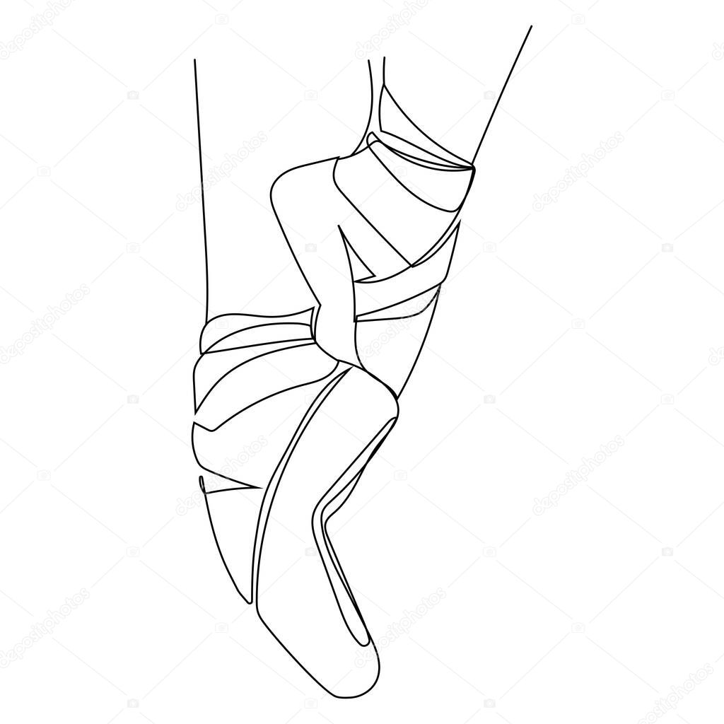 Line drawing Ballerina feet in pointe shoes black and white vector ...
