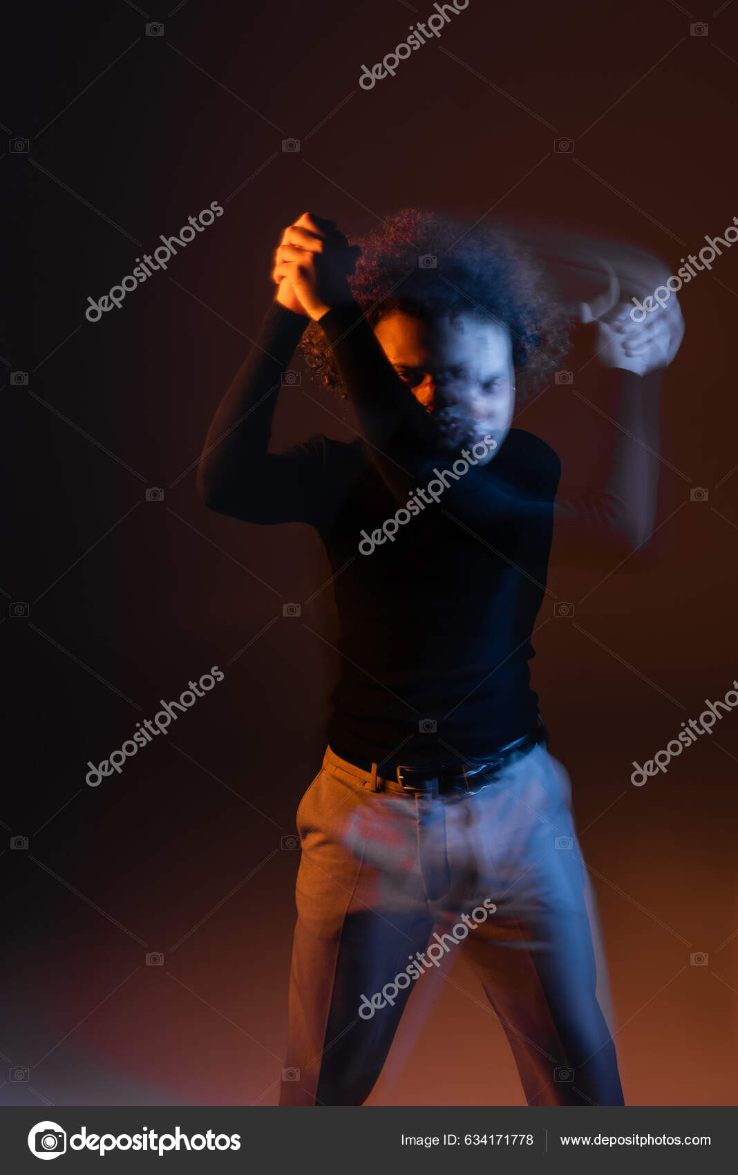 Long Exposure Wounded African American Man Bipolar Disorder Dark ...