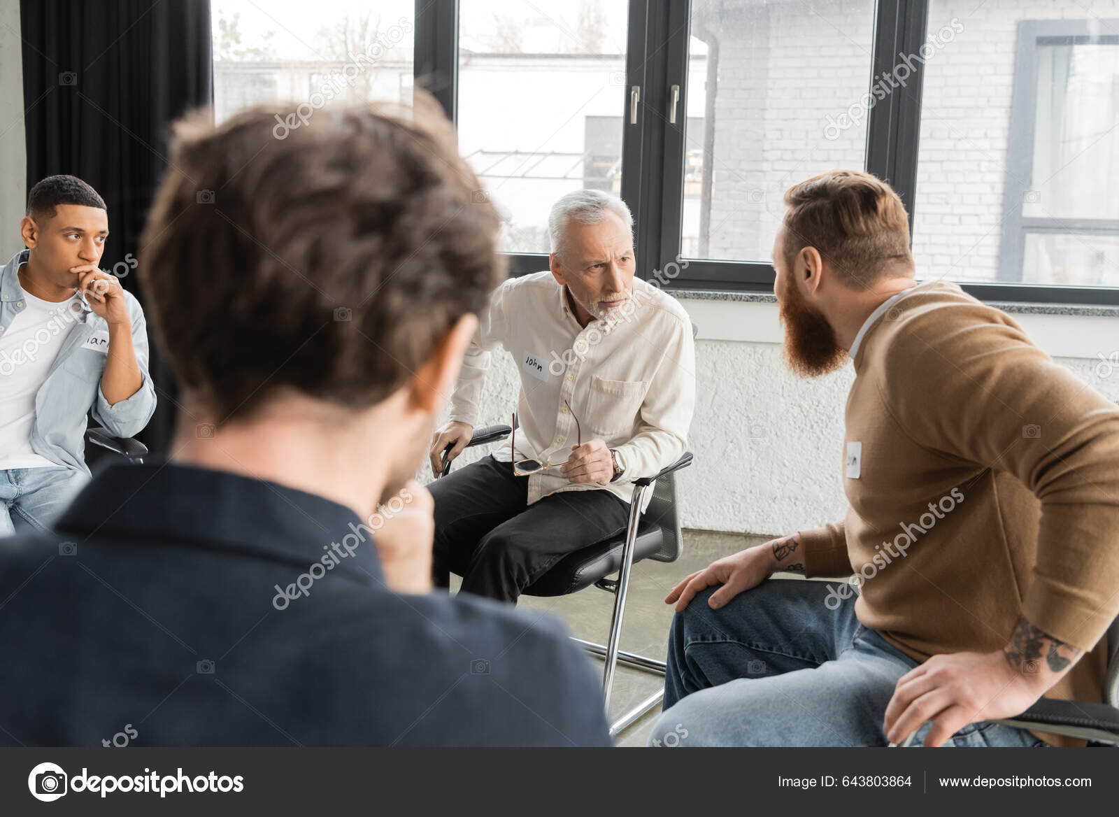 Man Alcohol Addiction Sharing Problem Alcoholics Meeting Rehab Center ...