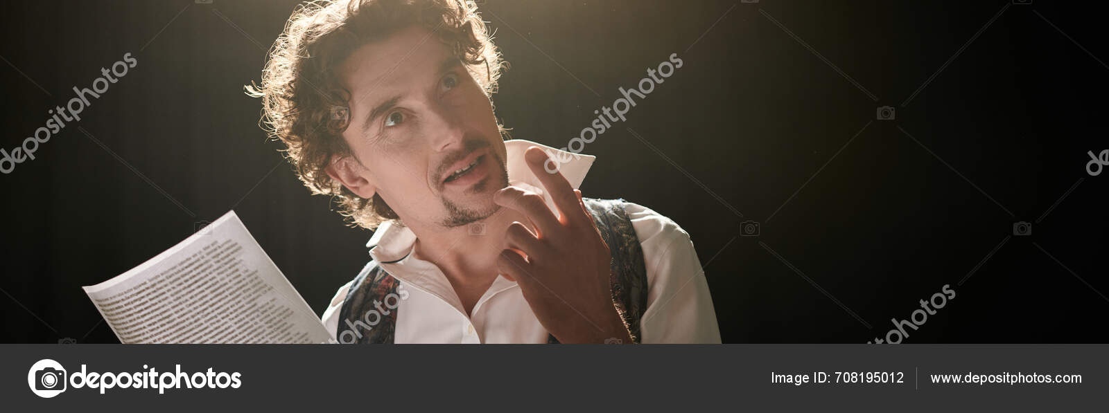Handsome Man Playfully Posing While Holding Script — Stock Photo ...