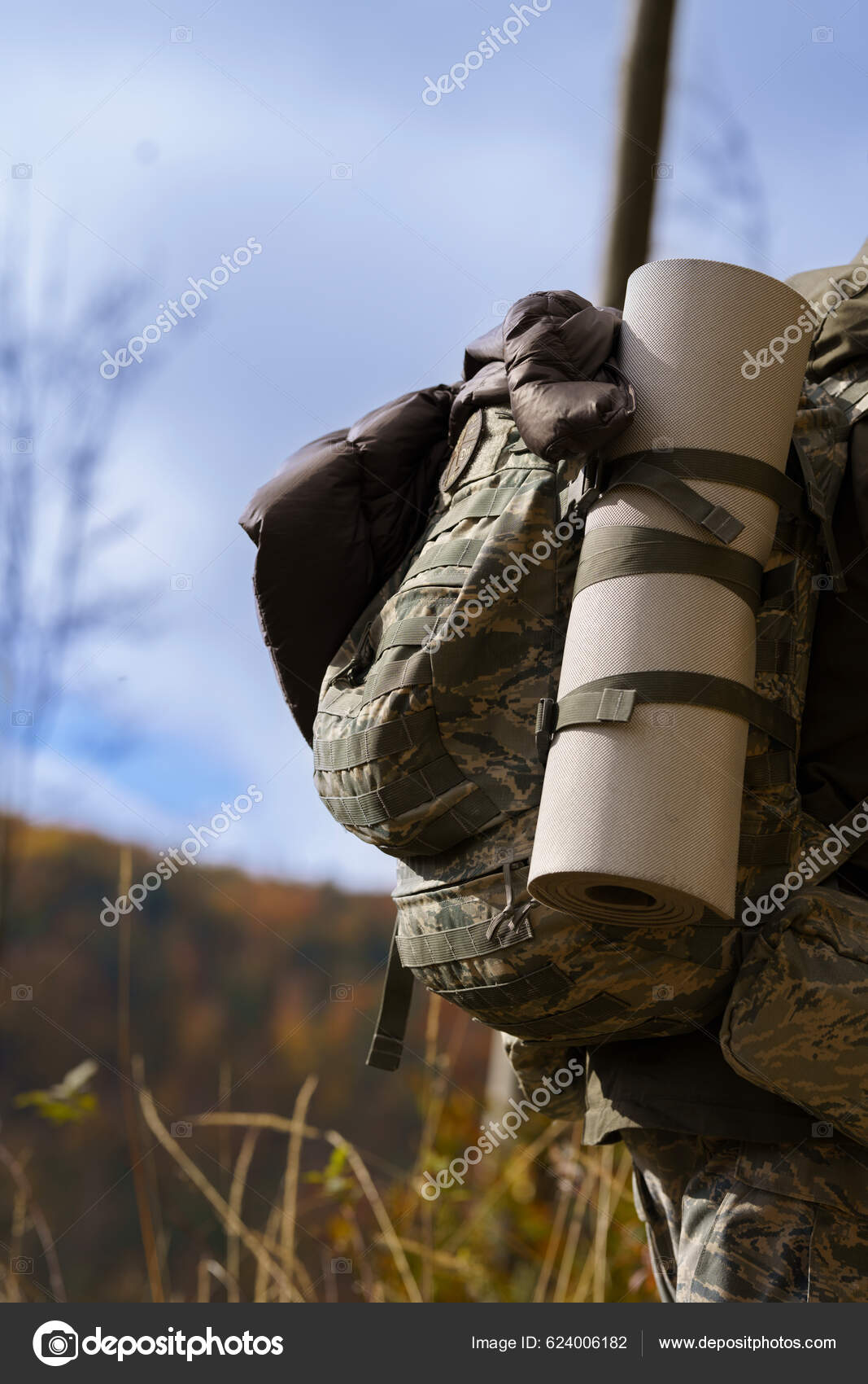 Military Backpack Foam Pad Mountainous Environment View Backpack Right ...