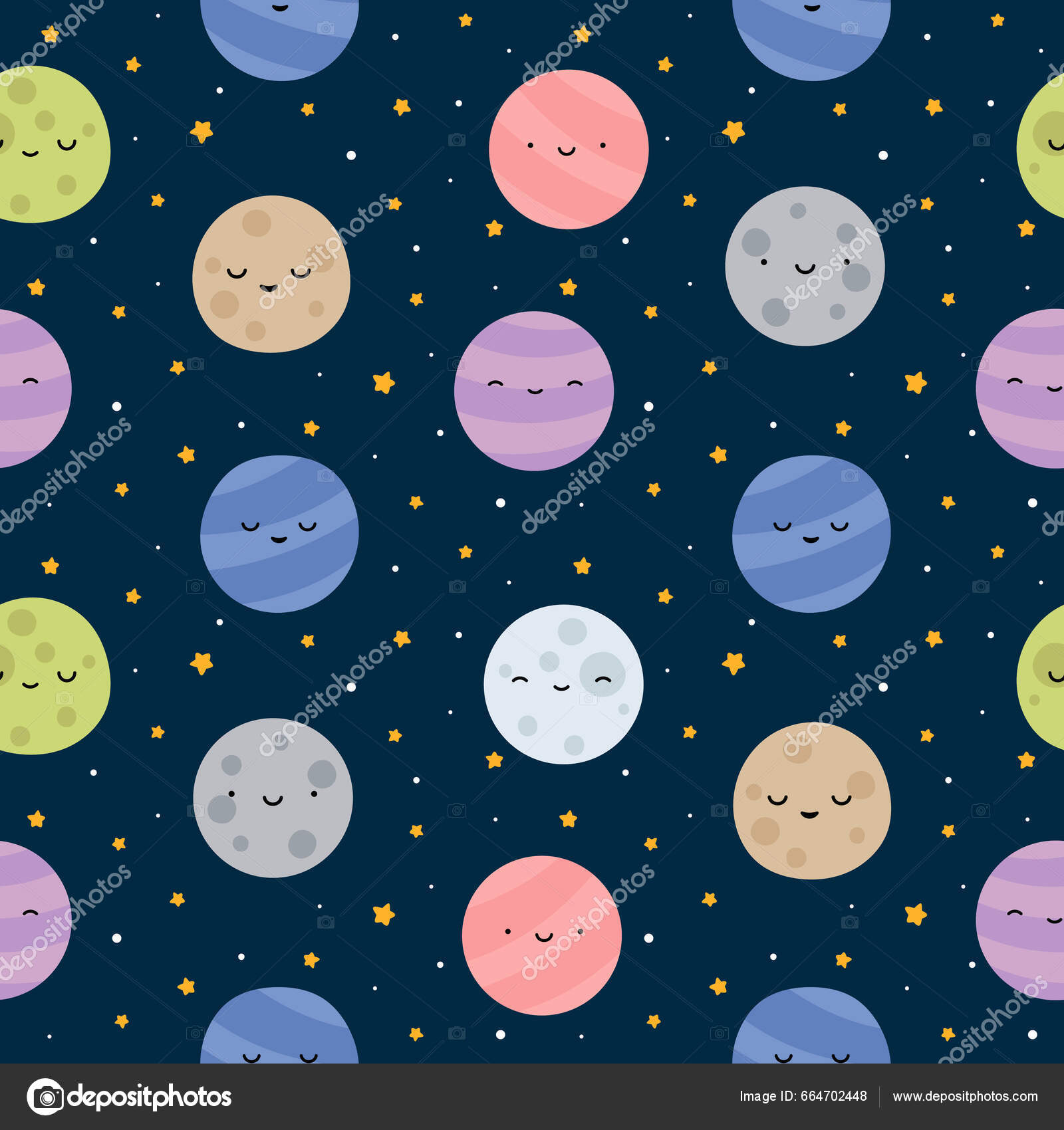 Planetas Sin Costura Patrón Fondo Planetas Felices Dibujos Animados ...