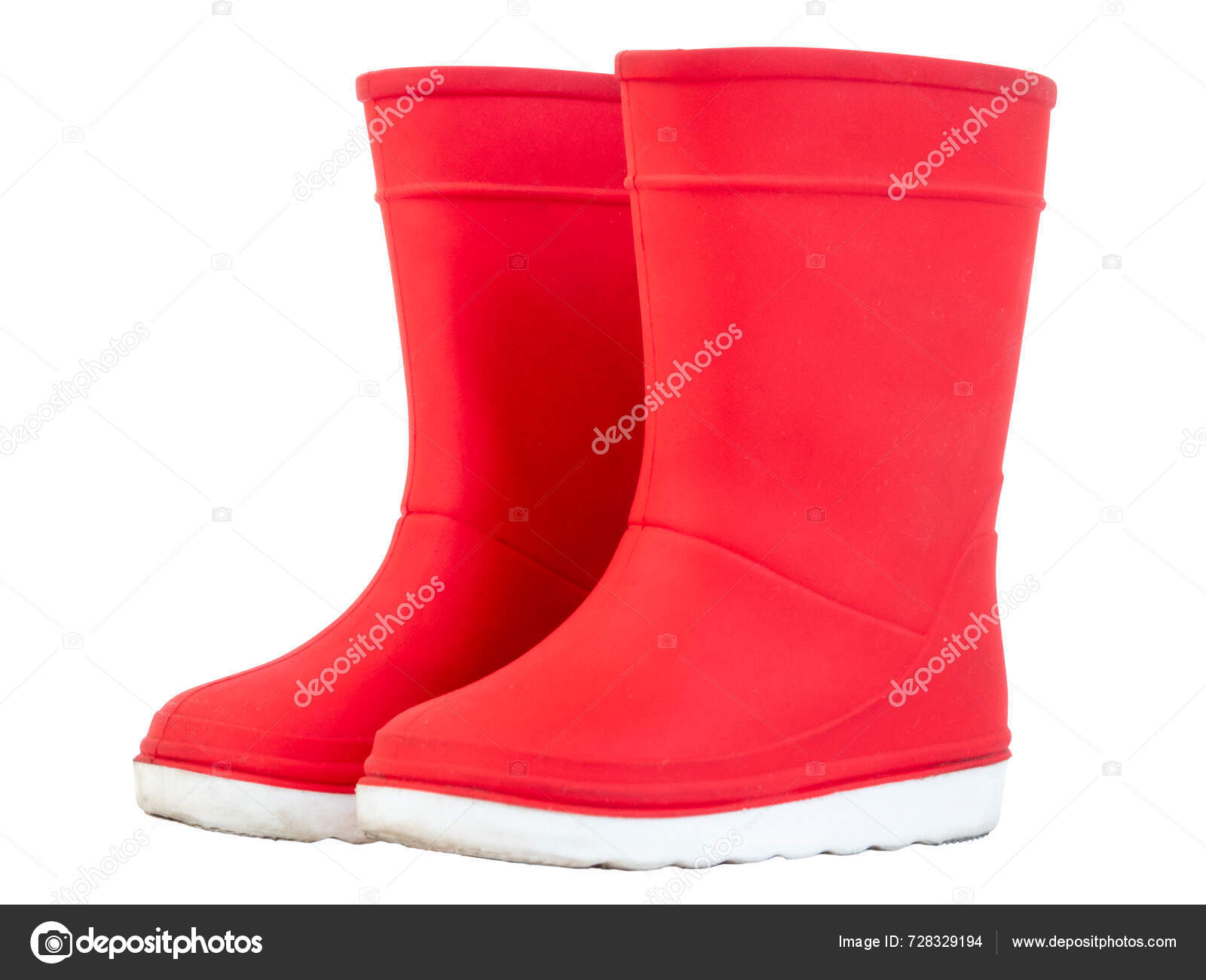 Waterproof Rubber Rain Boots Red Isolated White Background — Stock ...