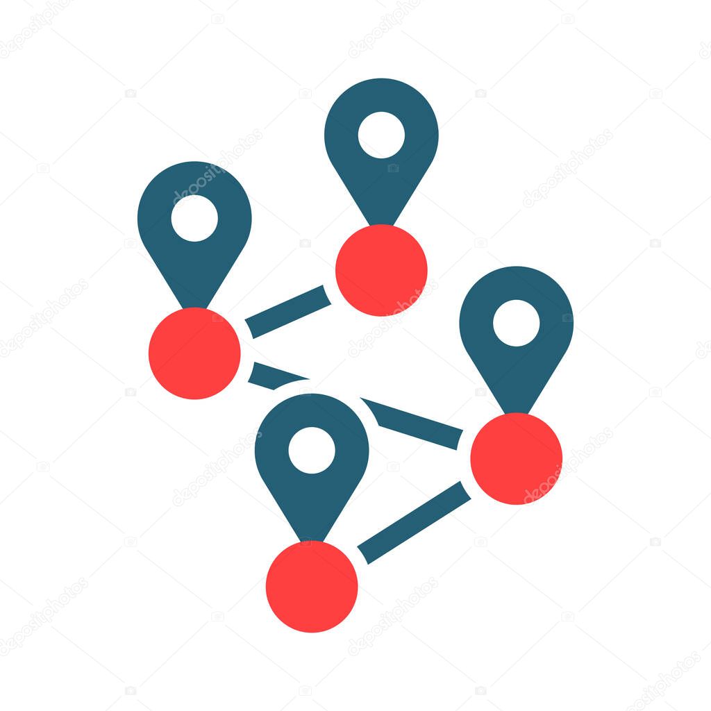 Icono de dos colores del glifo vectorial de los destinos múltiples para ...