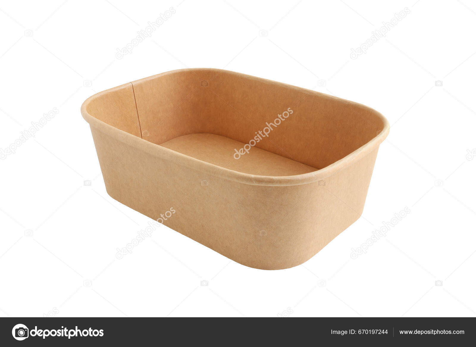Brown Paper Rectangular Food Container Perspective View Isolated White ...