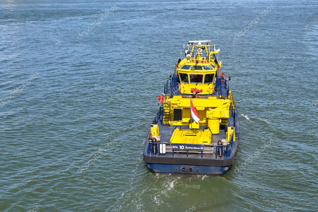 Rotterdam, Netherlands - August 2022: Tug boat on the Nieuwe Maas river ...