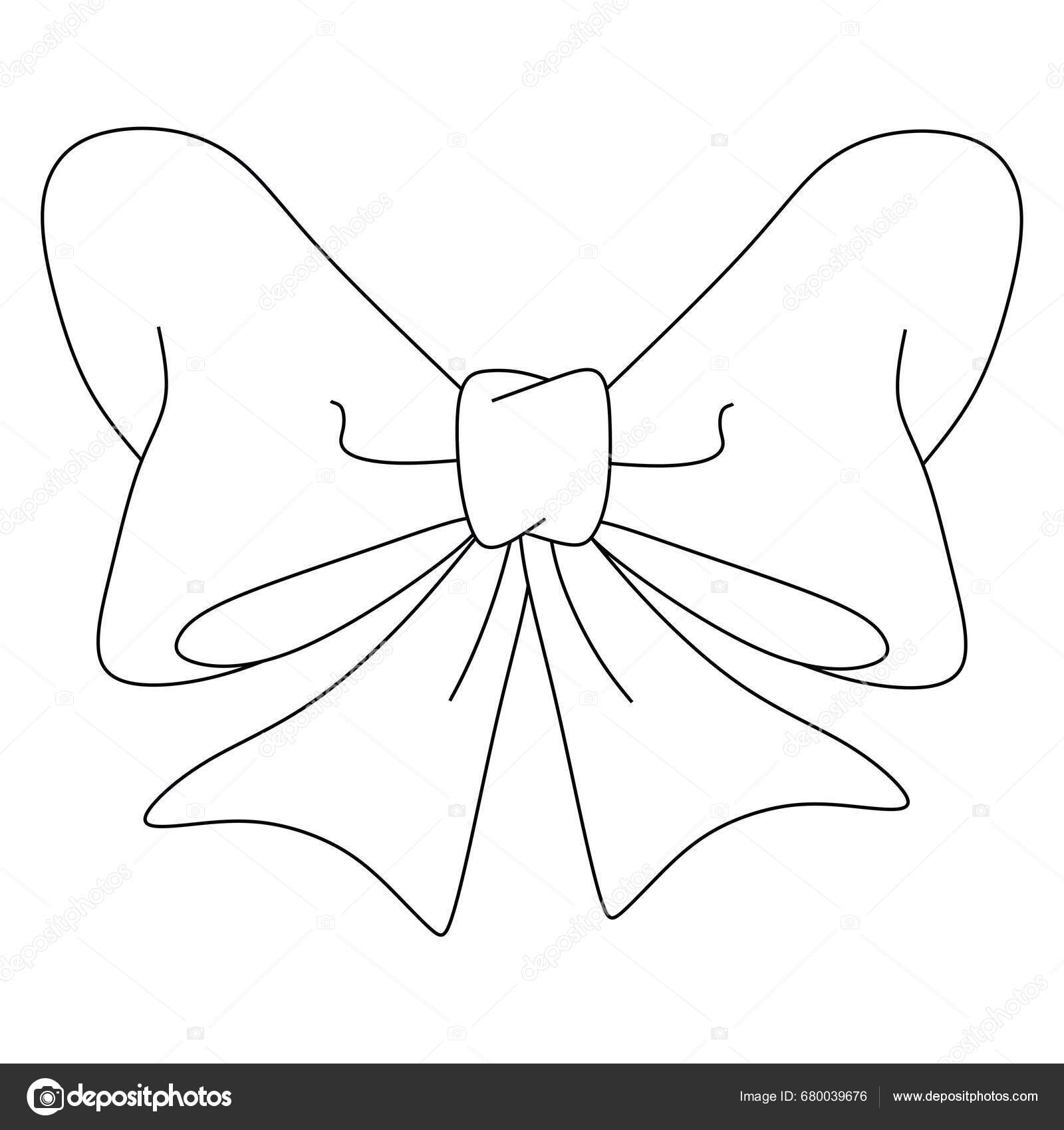 One Line Drawing Bow Icon Outline Vector Illustration Ribbon Bow Stock ...