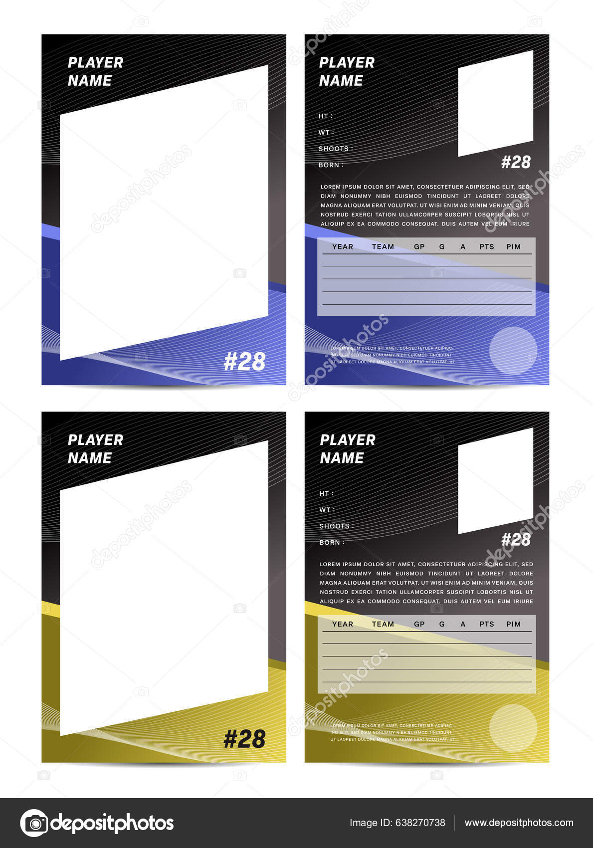 Sport Player Trading Card Frame Border Template Design Front Back Stock ...