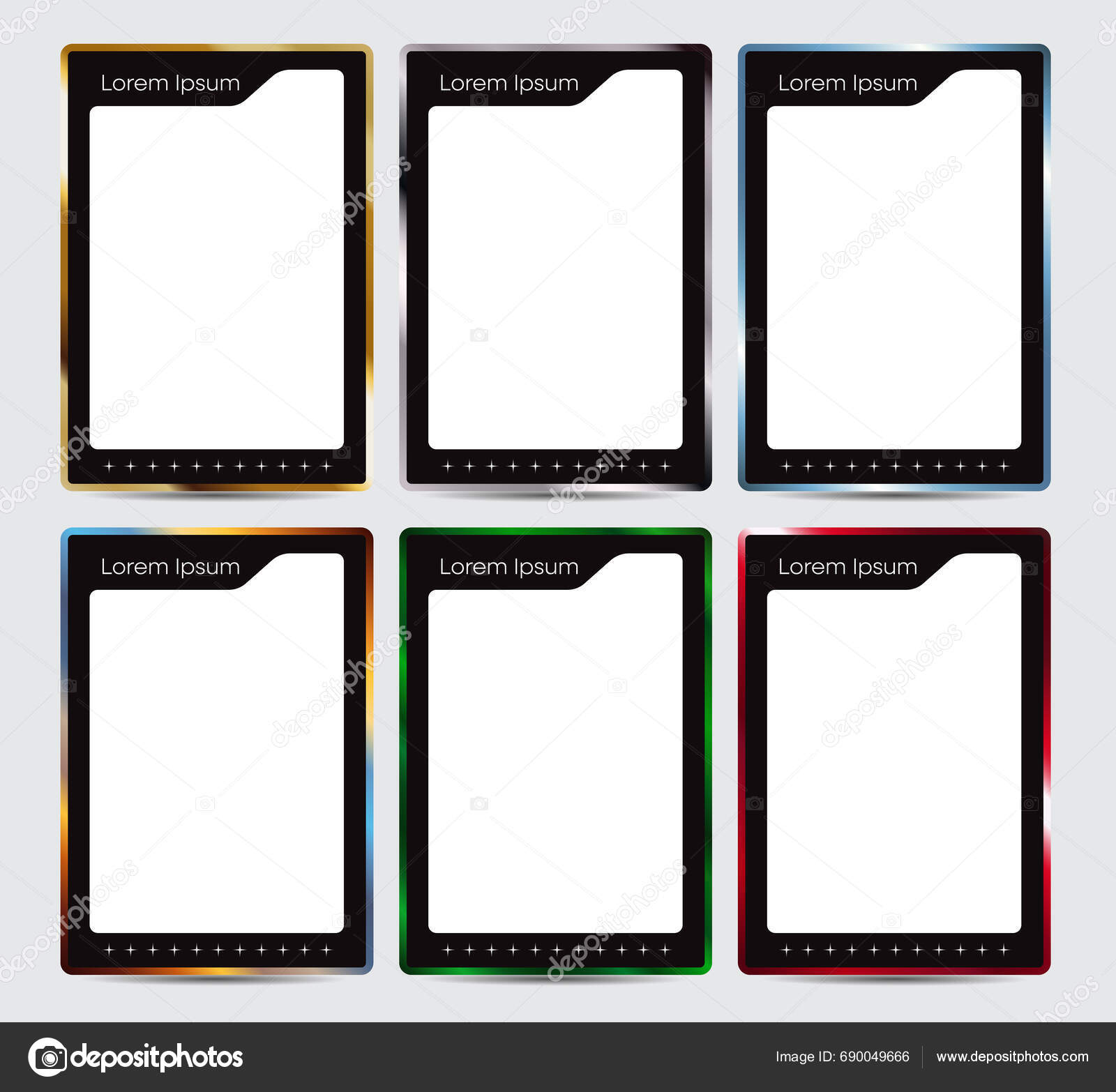 Shining Metal Identity Card Picture Frame Border Template Design Set ...