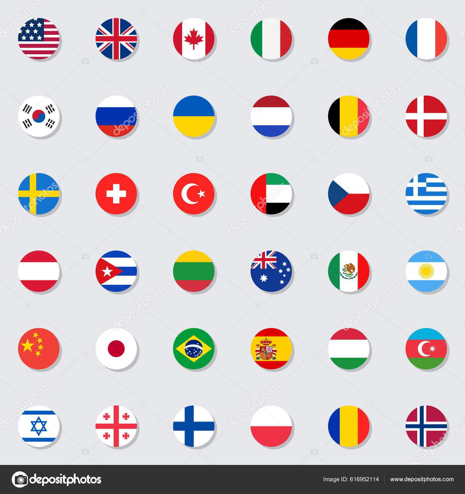 Colección Bandera Del Mundo Banderas Circulares Conjunto Iconos Planos ...